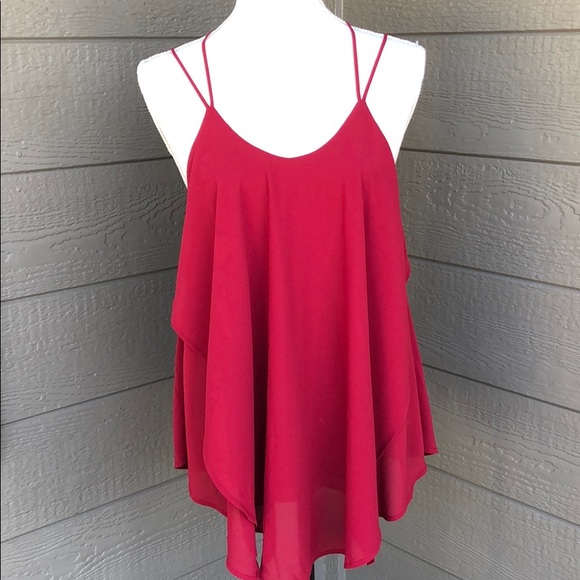 Doe & Rae | Tops | Doe Rae Red Criss Cross Tank | Poshmark
